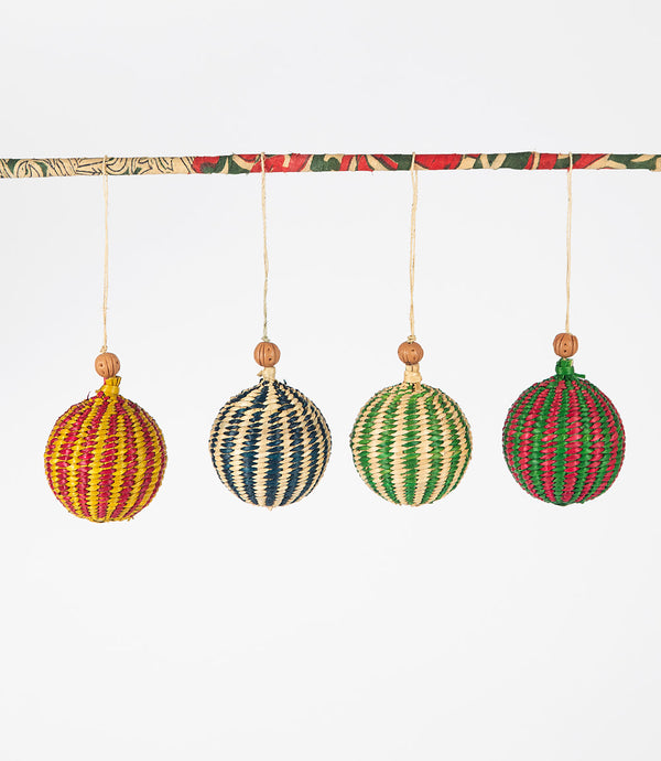 Multicoloured Pathi Grass Ornaments – Set of 4 - Fair Go Trading