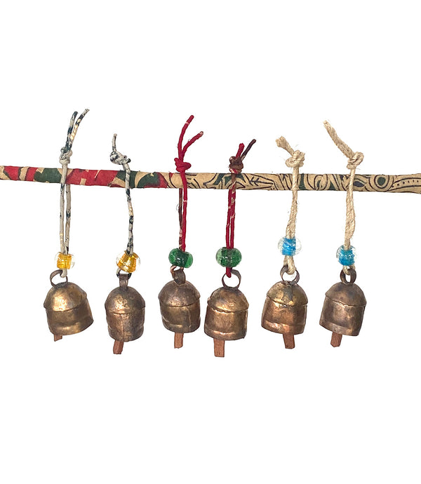 Festive 6 Bells Pack. 4.0cm. Saree String. Glass Bead - Fair Go Trading