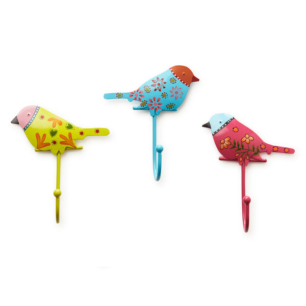 Painted Bird Hooks - Pack of 3, Assorted - Fair Go Trading