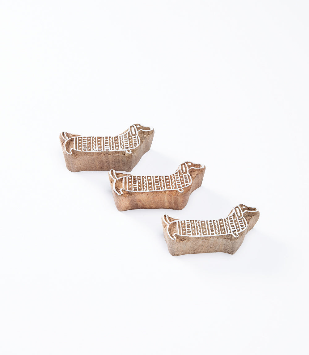 Long Dog Wood Print Blocks - Pack of 6 - Fair Go Trading