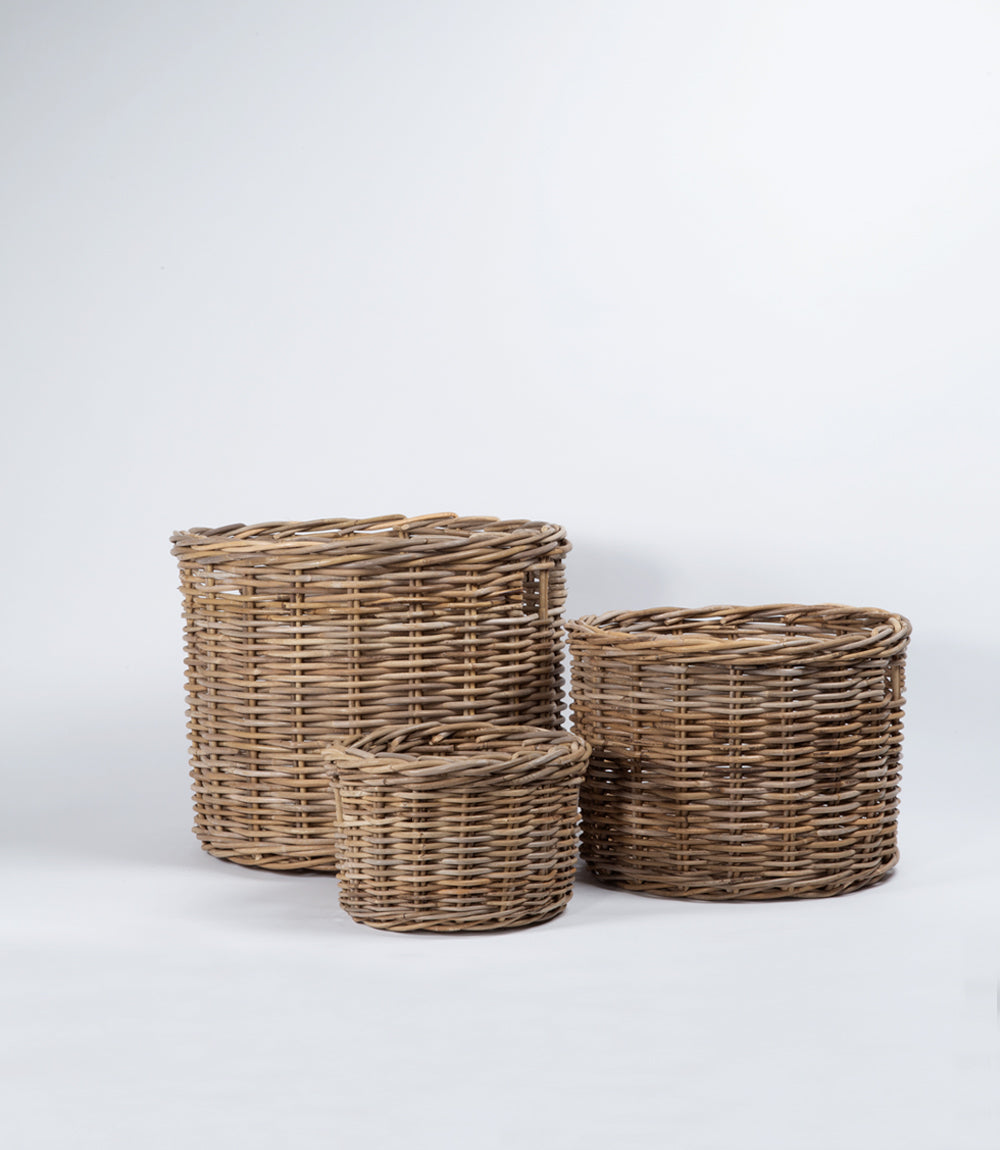 Kubu Rattan - Round Baskets - Set of 3, Nested - Fair Go Trading